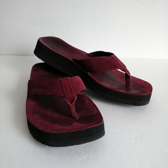Simple | Shoes | Simple Brand Genuine Leather Flip Flops Burgundy ...
